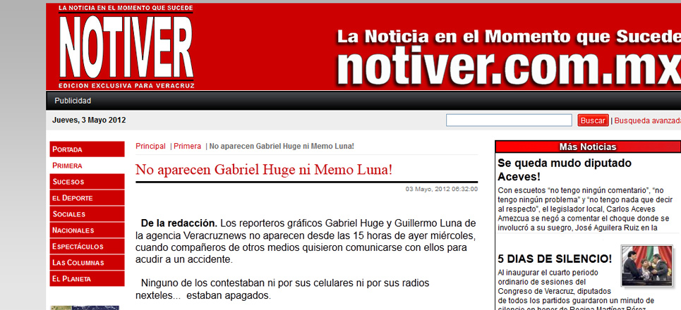 Reportan dos periodistas desaparecidos en Veracruz | Aristegui Noticias