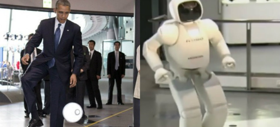 Video: El robot ASIMO juega futbol con Obama, en Tokio | Aristegui Noticias