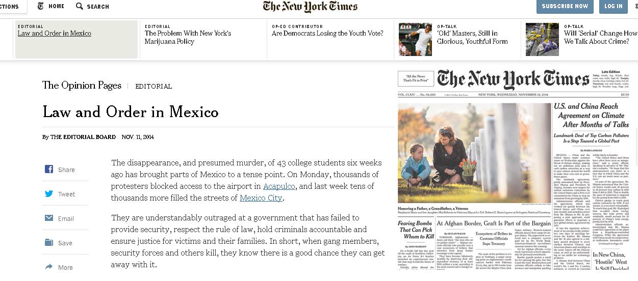 El gobierno de México ha fallado en dar seguridad a sus habitantes: NYT ...