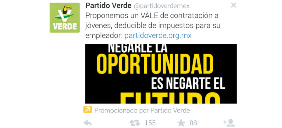 Y ahora... el Partido Verde se promociona en Twitter (foto) | Aristegui ...