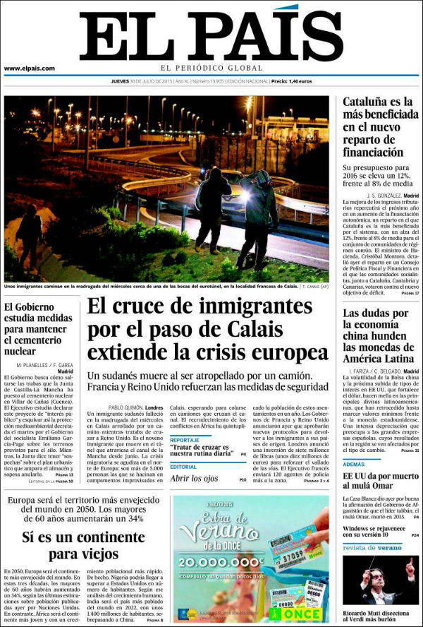 Periódicos del mundo (30 de julio): racismo y migración, en portadas ...