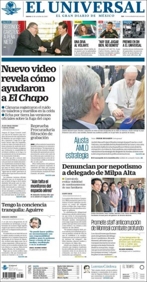 Titulares de prensa mexicana del 15 de octubre 2015 | Aristegui Noticias