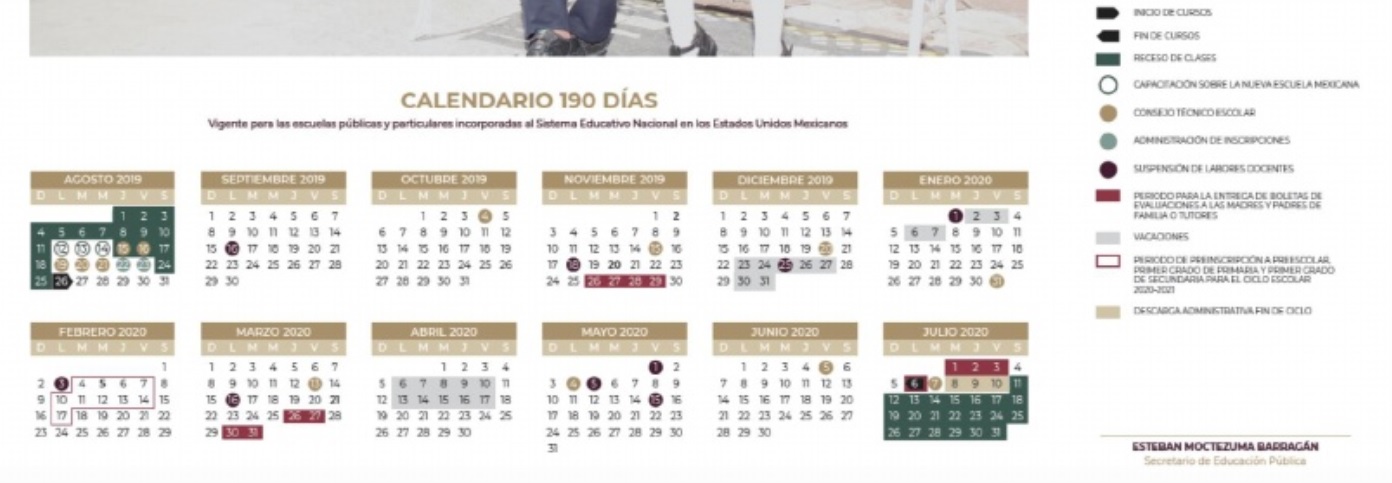 Este Es El Calendario Escolar De 190 Días Para El Ciclo Escolar 2019