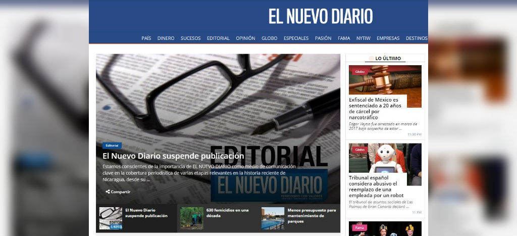 Periódico El Nuevo Diario Sale De Circulación En Nicaragua Tras Bloqueo