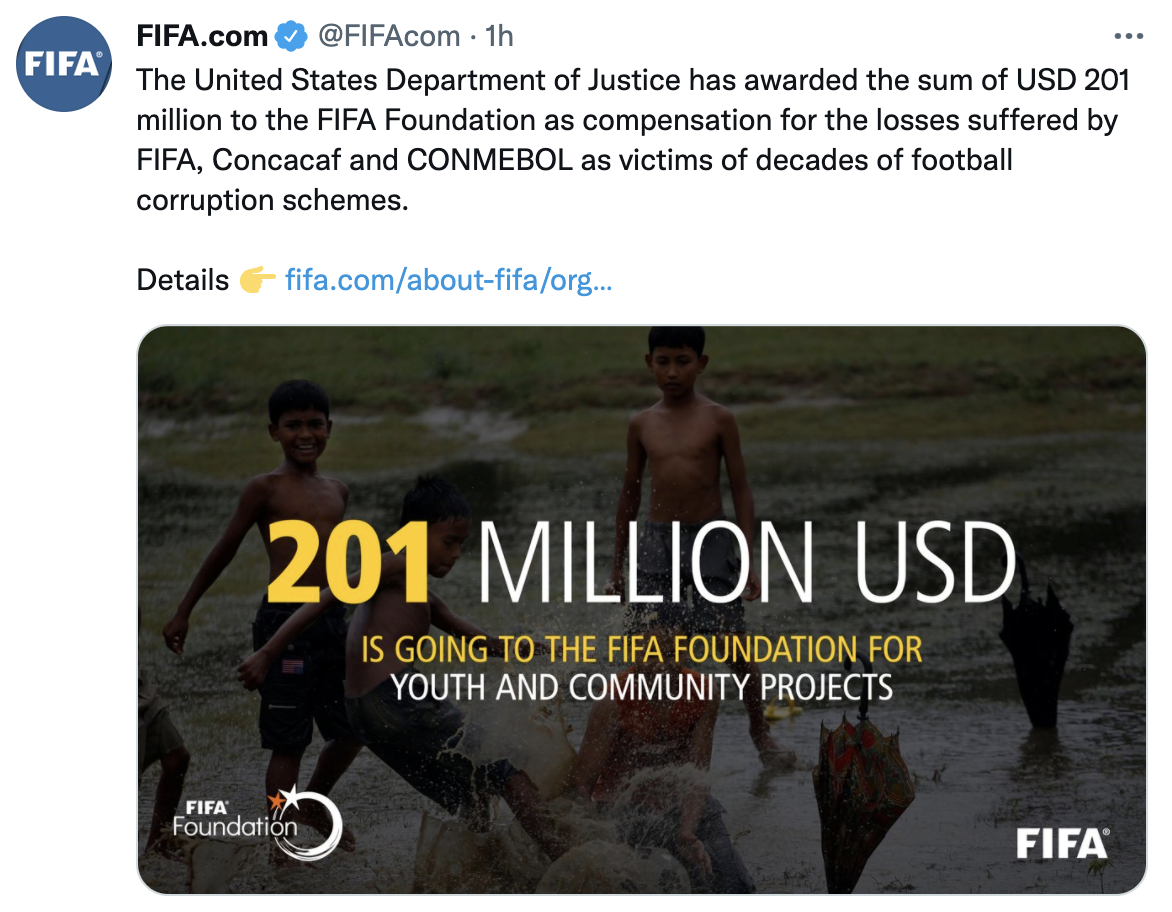 FIFA recibirá más de 200 millones de dólares en indemnización por ...