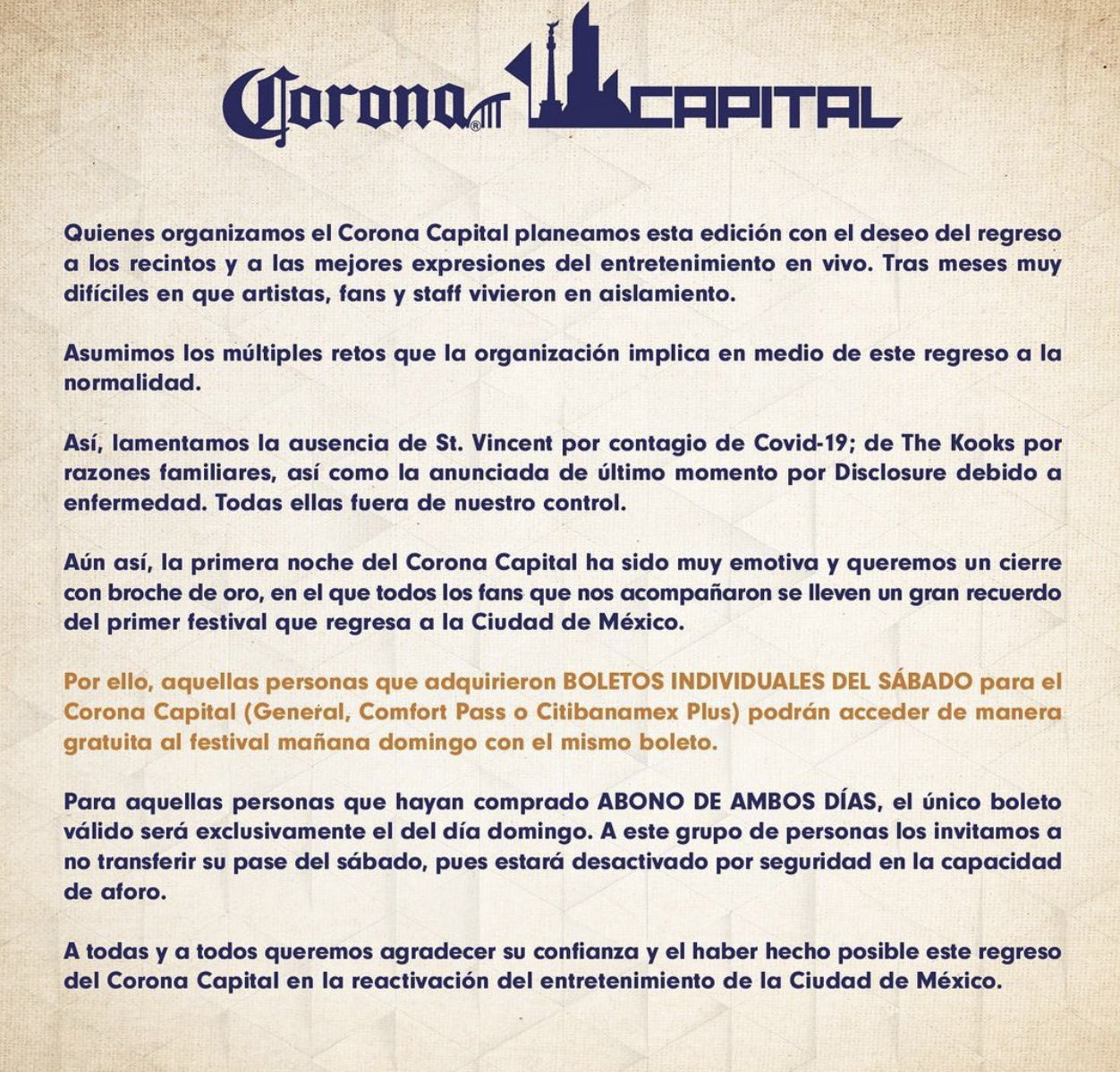 Corona Capital 2021 | Tras cancelaciones, podrás entrar gratis este ...