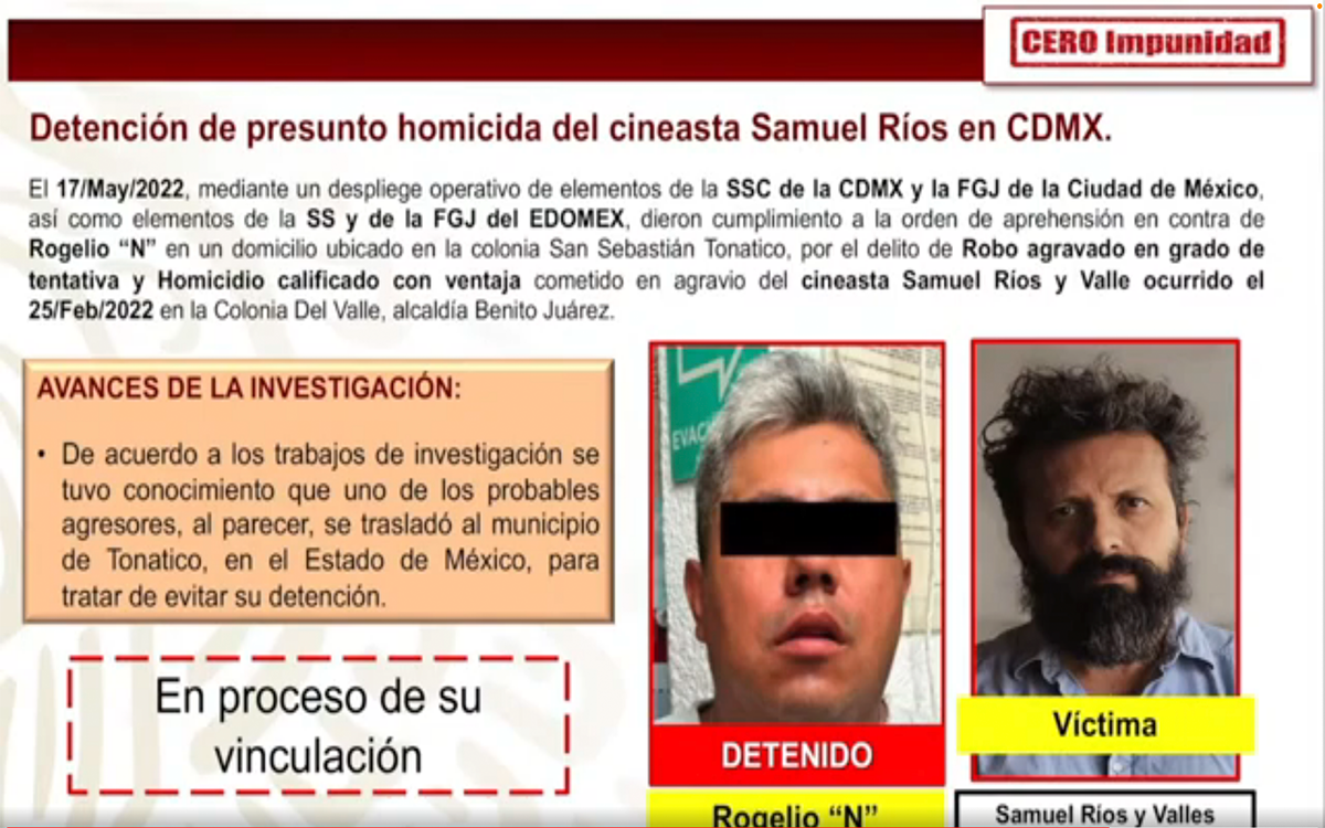Asesino de cineasta Samuel Ríos es detenido, reporta la SSPC | Entérate ...
