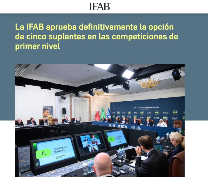 IFAB y FIFA confirman los cinco cambios de manera permanente | Tuit ...