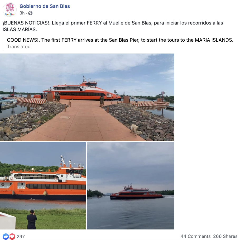 Llega primer ferri para viajes turísticos a San Blas | Aristegui Noticias