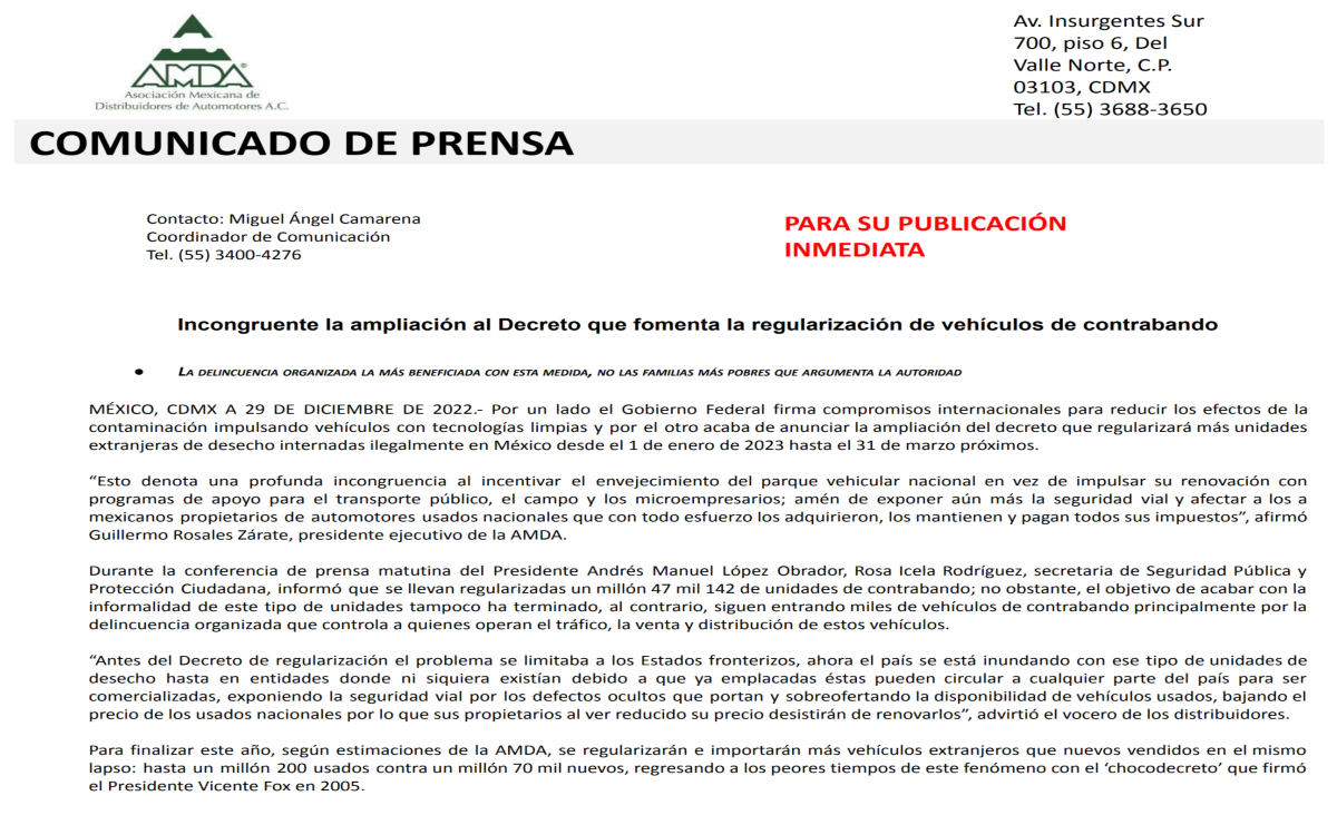 Amplían programa de regularización de autos 'chocolate' hasta marzo del ...