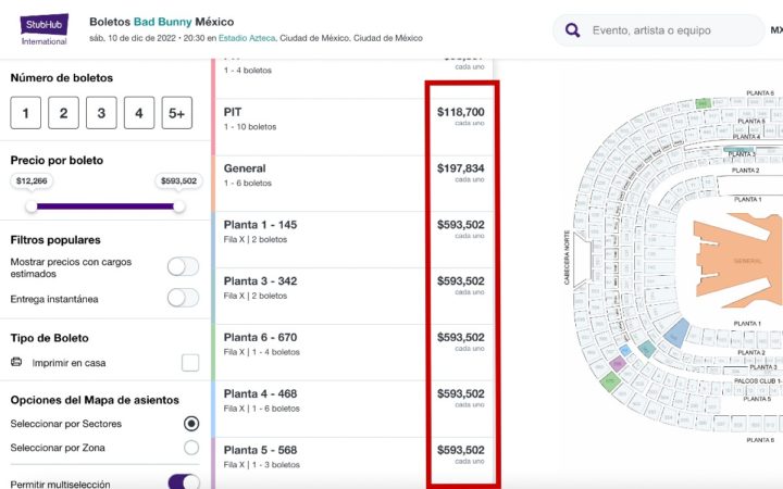 Hasta 600 mil pesos la reventa de boletos para concierto de Bad Bunny en CDMX | Aristegui Noticias