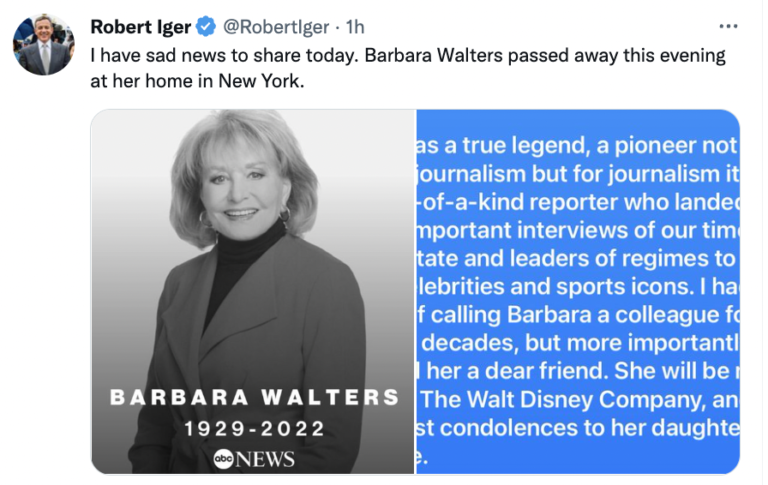 Muere Barbara Walters, legendaria periodista de televisión, a los 93 ...