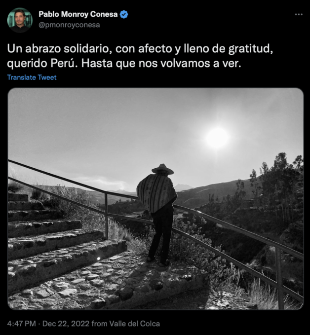 'Un abrazo solidario': Embajador Pablo Monroy se despide de Perú; ya ... 'Un abrazo solidario': Embajador Pablo Monroy se despide de Perú; ya ...