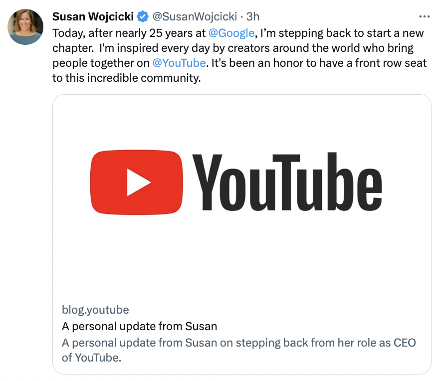 CEO de YouTube deja su cargo tras casi 10 años | Aristegui Noticias