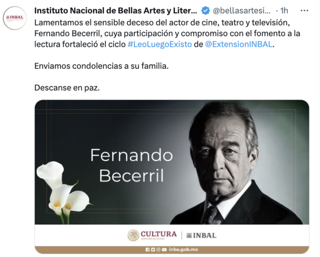 Muere el primer actor Fernando Becerril a los 78 años | Aristegui Noticias