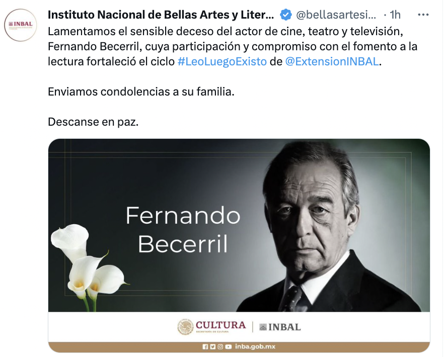 Muere el primer actor Fernando Becerril a los 78 años | Aristegui Noticias