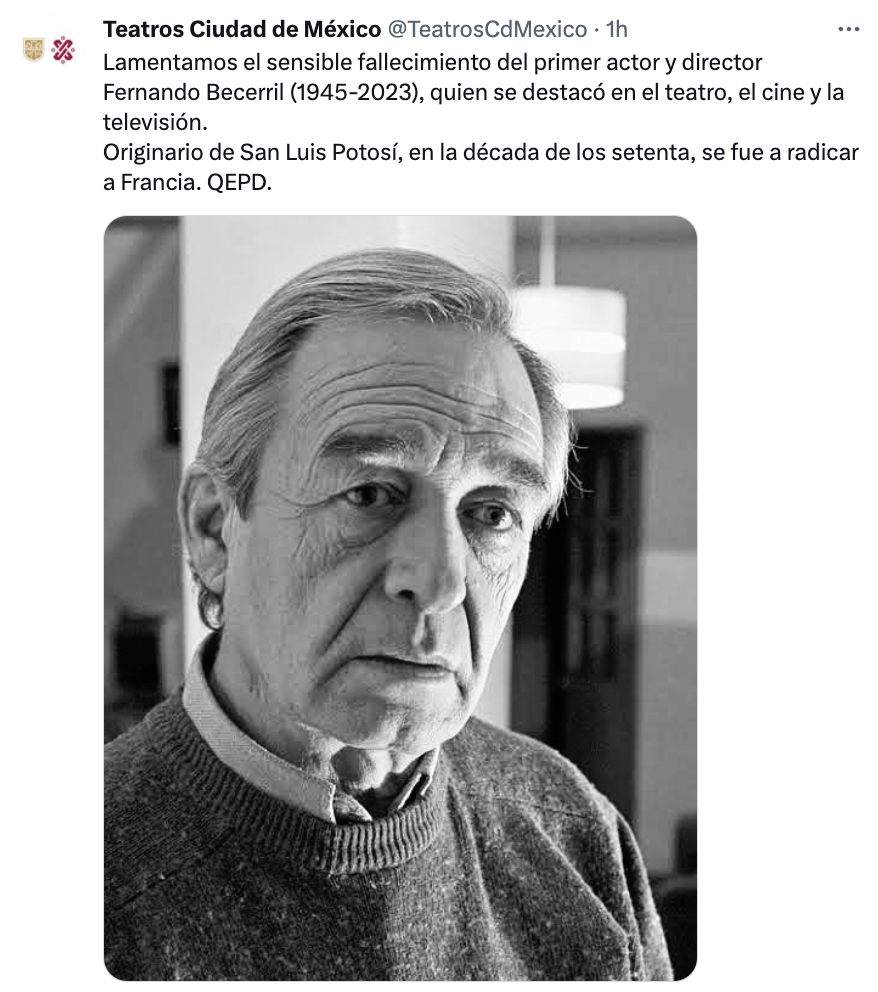 Muere el primer actor Fernando Becerril a los 78 años | Aristegui Noticias