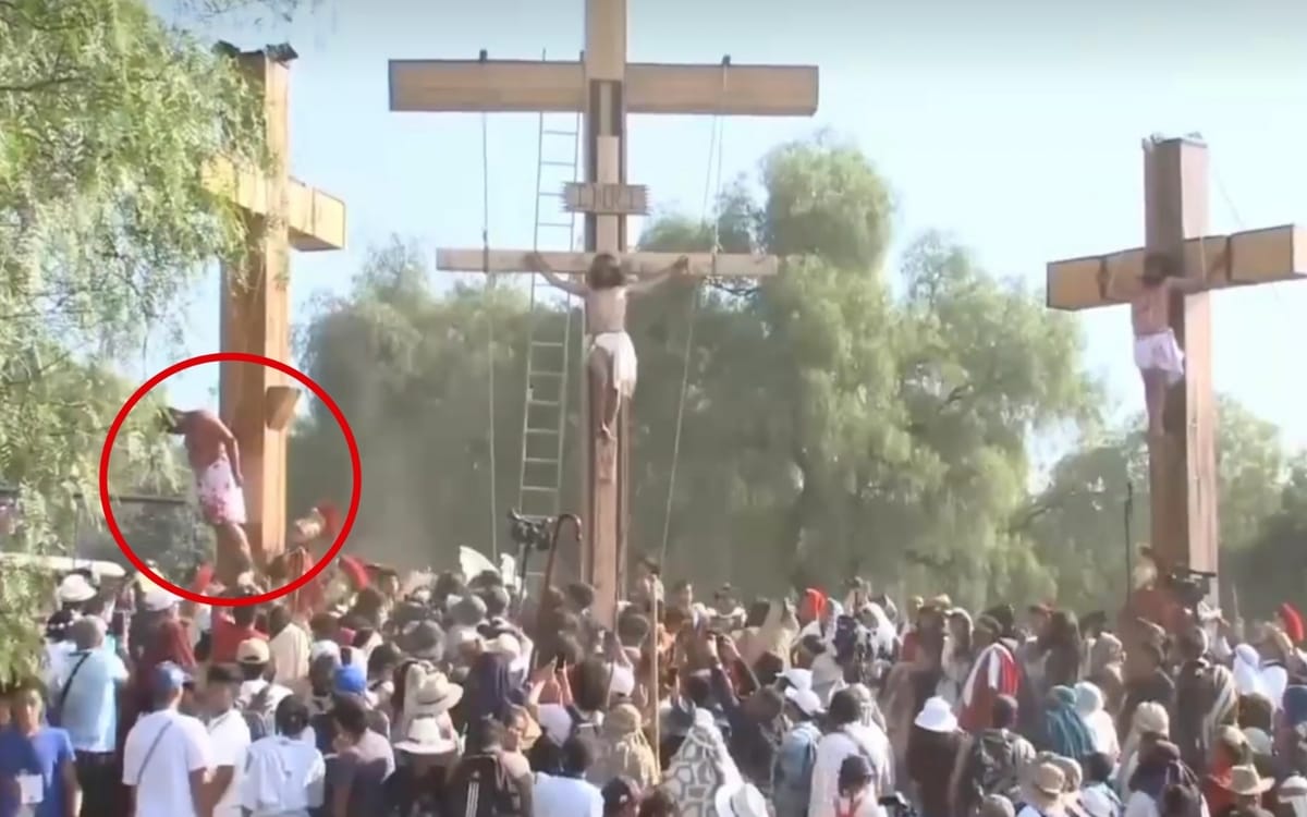 Video | Se desmaya actor durante crucifixión en la Pasión de Cristo de Iztapalapa | Aristegui ...