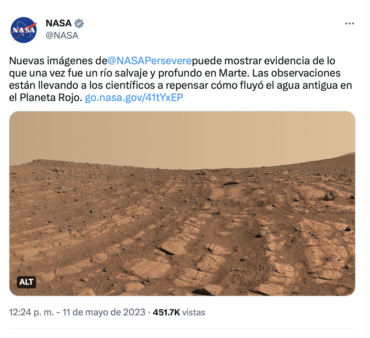 Perserverance | Imágenes evidencian un río caudaloso, profundo y rápido en Marte | Aristegui ...