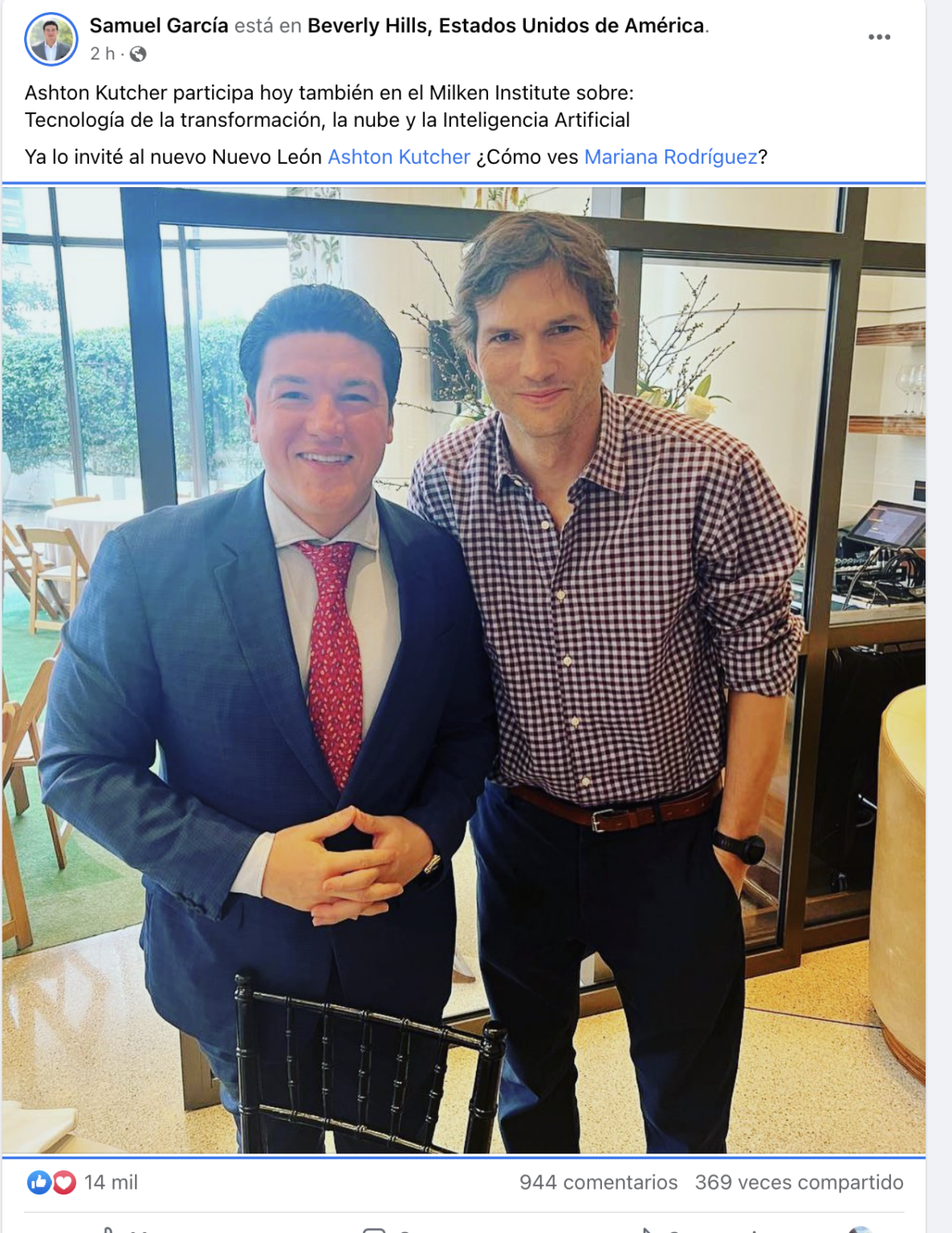 Samuel García presume encuentro con Arnold Schwarzenegger y Ashton ...