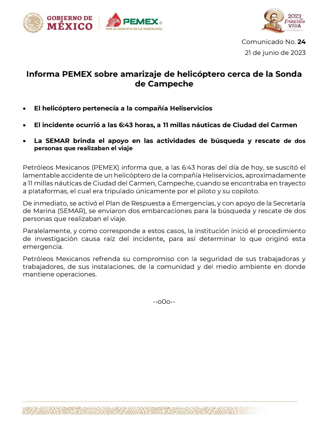 Cae al mar helicóptero de Pemex en Campeche; hay 2 desaparecidos | Aristegui Noticias