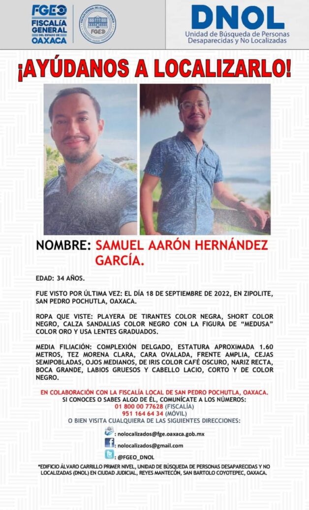 Samuel Aarón viajó a Zipolite de vacaciones y desapareció; sus padres ...