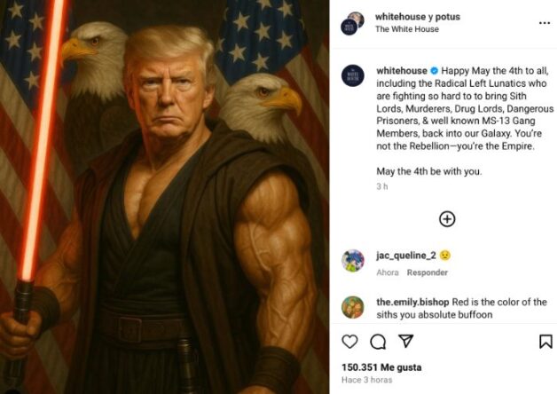 Tras la imagen del Papa Trump, la Casa Blanca publica a un Trump jedi ...