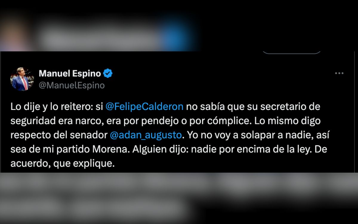 Manuel Espino, ex panista y ahora morenista, compara a Adán Augusto con Calderón | Aristegui ...