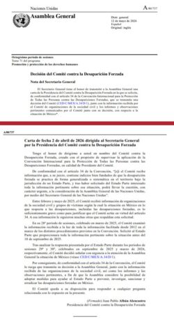 Guterres envía a la Asamblea General de la ONU crisis de desapariciones ...